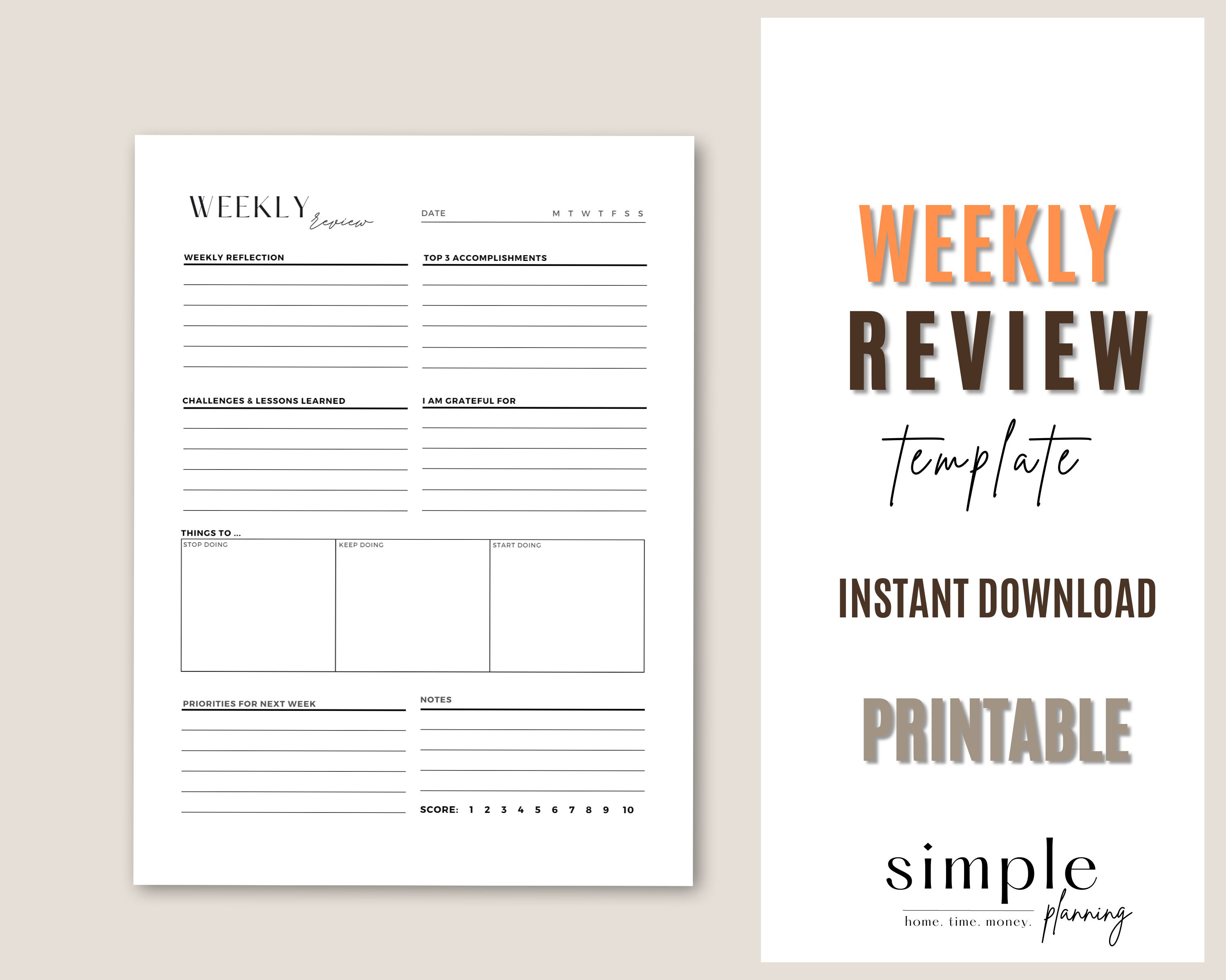 Daily Review I Weekly Review I Monthly Review I PDF I Life Planner I ...