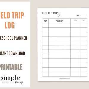 Field Trip Log | Homeschool Planner | Field Trip Planner | Teacher ...