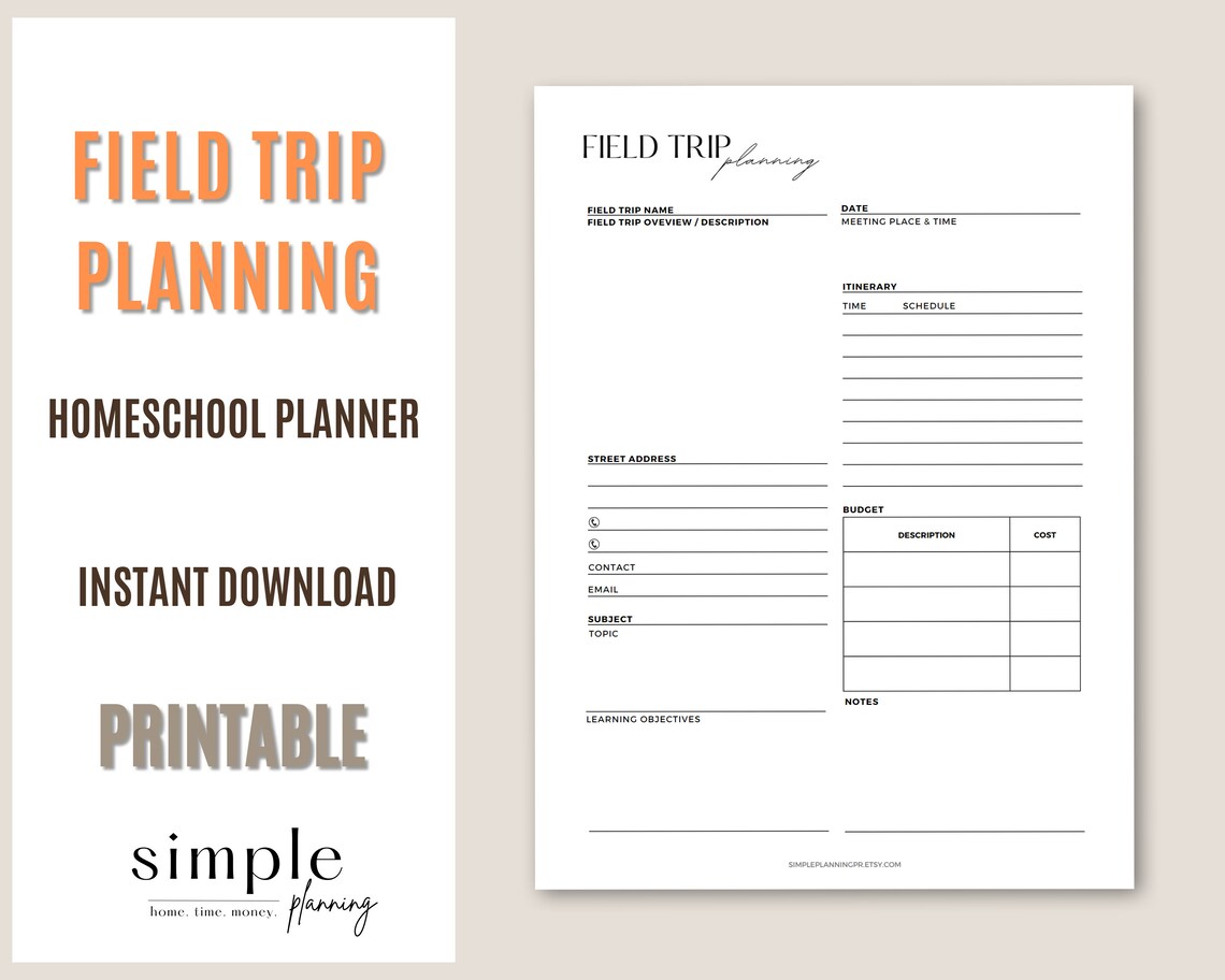 Field Trip Planning Printable | Homeschool Planner | Field Trip Planner ...