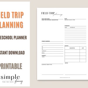 Field Trip Planning Printable | Homeschool Planner | Field Trip Planner ...