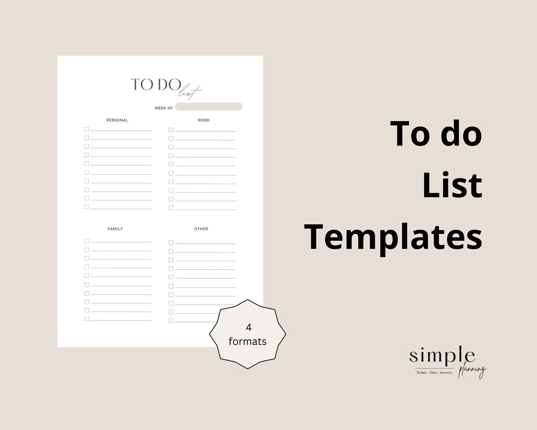 Minimal to Do List Printable, Simple Tasks List Template, Productivity ...