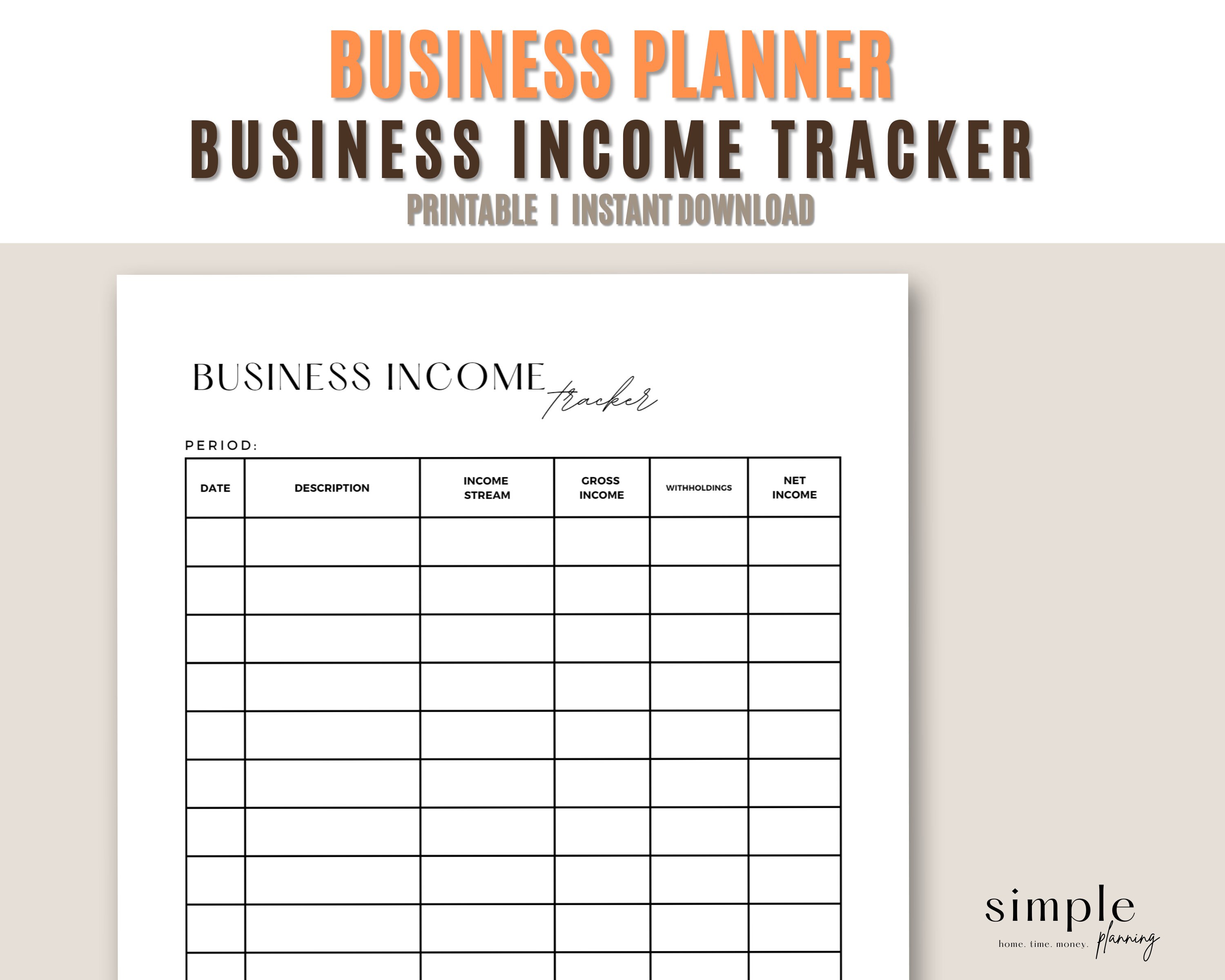 Business Income Tracker Printable L Business Planner L Business Income ...