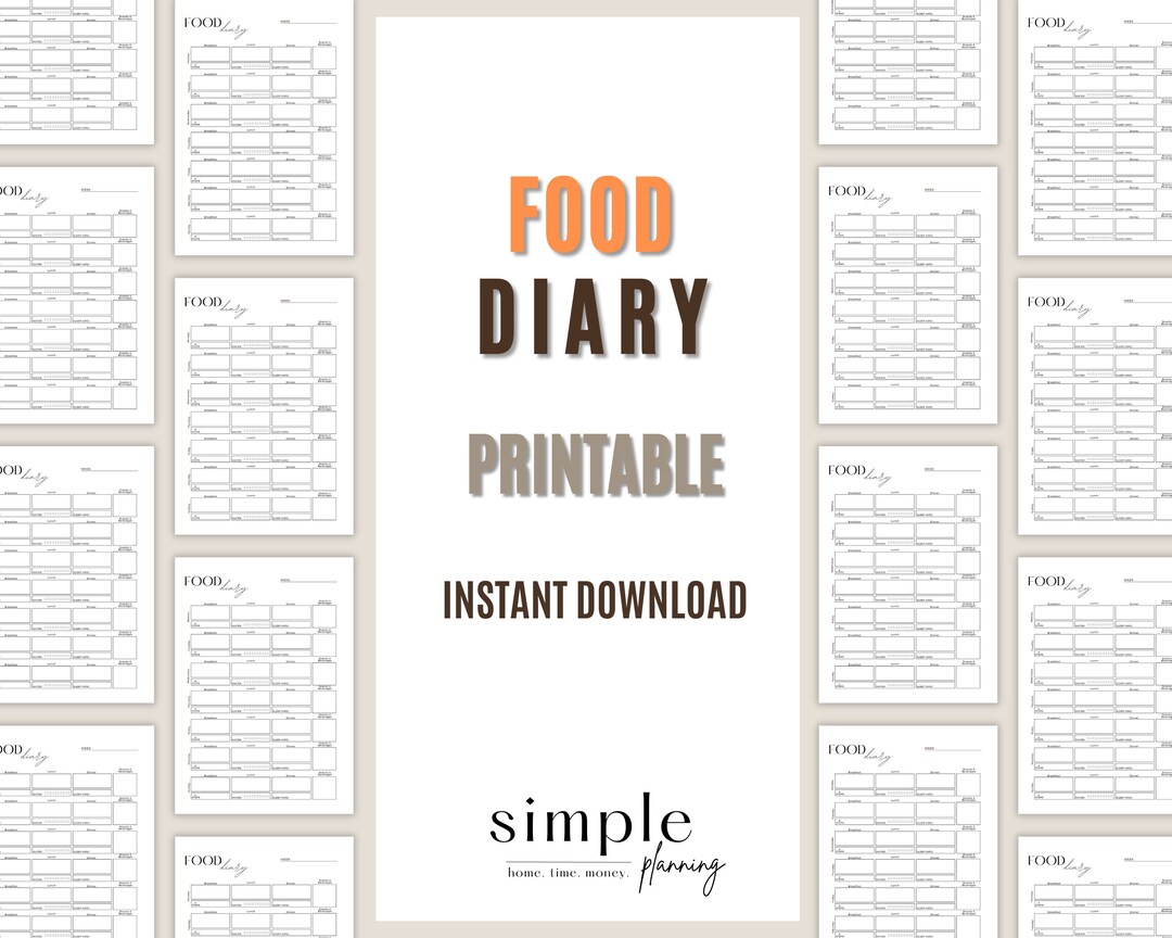 Daily Food Diary Printable L Daily Food Journal L Daily Food Tracker ...
