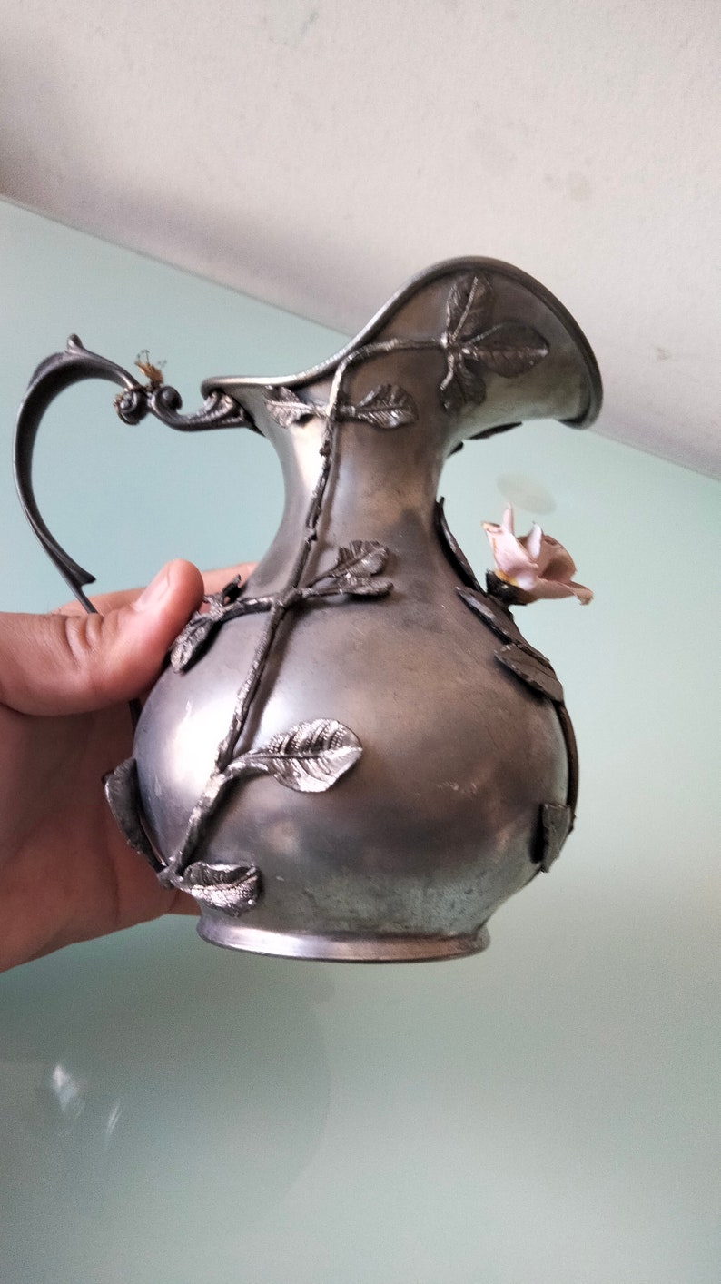 VASO Brocca Peltro Floreale Vintage - Etsy