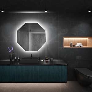 LED Lighted Bathroom Mirror Octagon Mirror With Led Lights - Etsy