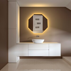 LED Lighted Bathroom Mirror Octagon Mirror With Led Lights - Etsy