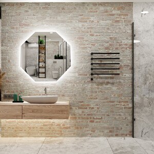 LED Lighted Bathroom Mirror Octagon Mirror With Led Lights - Etsy