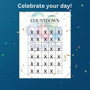Birthday Countdown Calendar Instant Download Printable PDF, Milestone ...