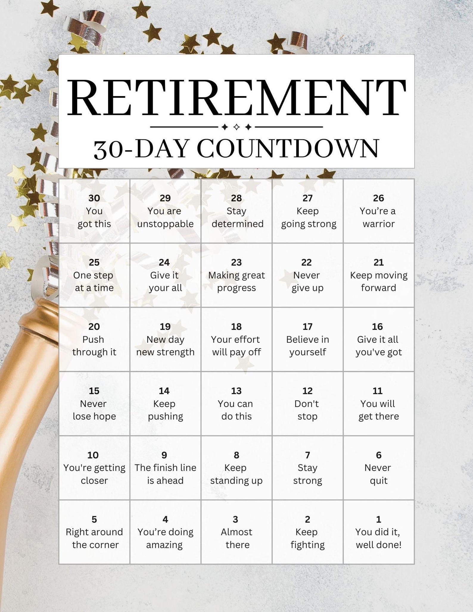 Retirement Countdown Calendar Instant Download Printable PDF - Etsy