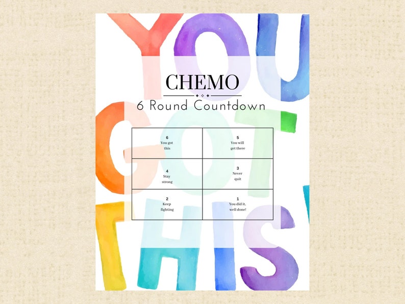 6-round Chemo Treatment Countdown Calendar for Cancer Printable - Daily ...