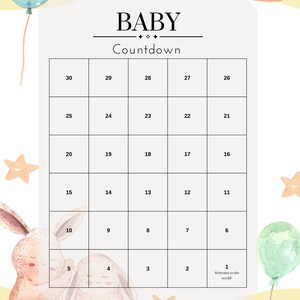 Pregnancy Countdown Calendar Instant Download Printable PDF - Etsy
