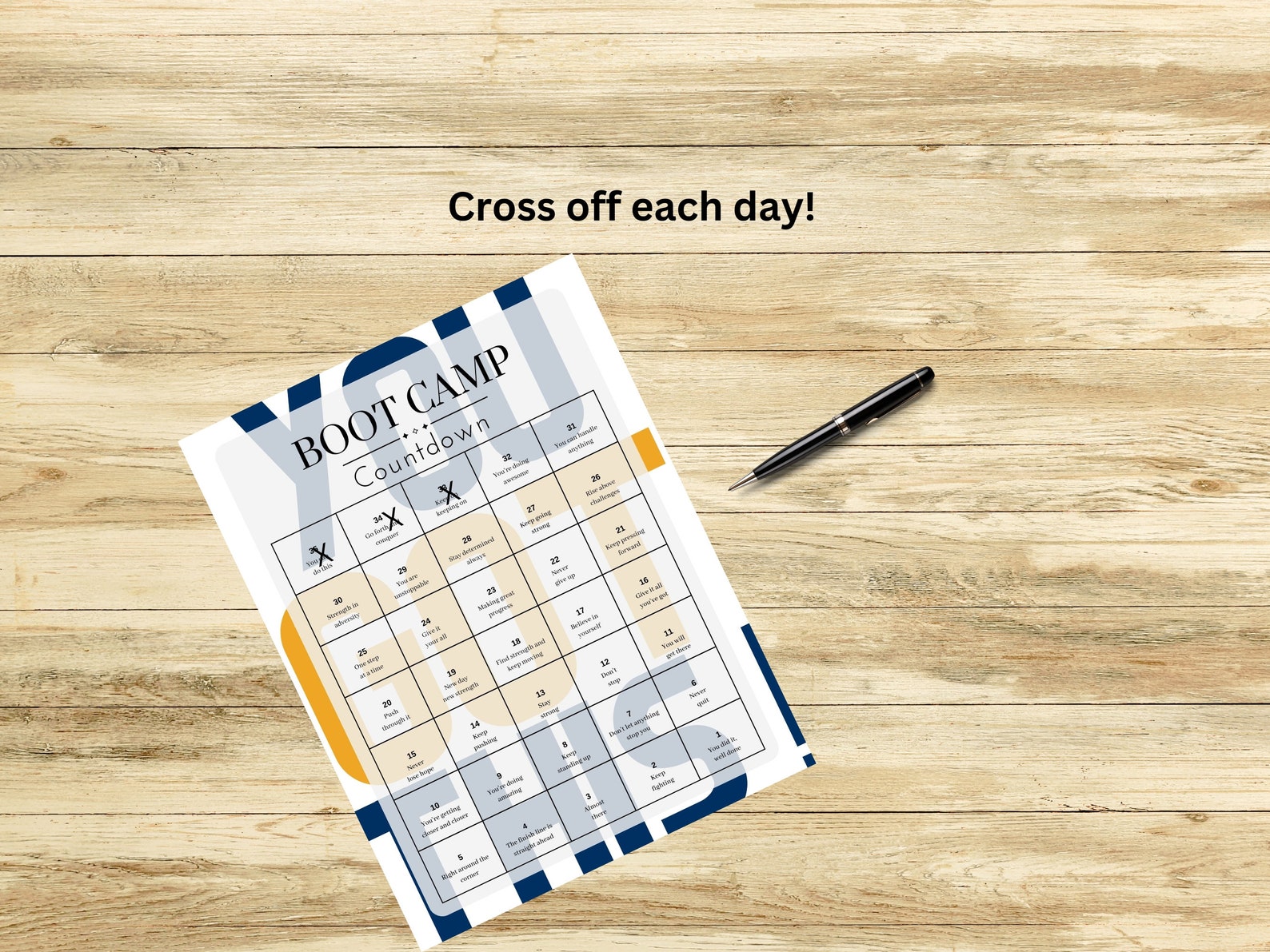 Boot Camp 35-day Daily Countdown Calendar - Daily Affirmations Instant ...