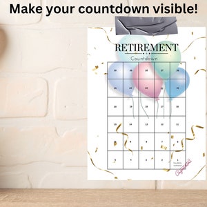 Retirement Countdown Calendar Printable PDF, Retirement Celebration ...