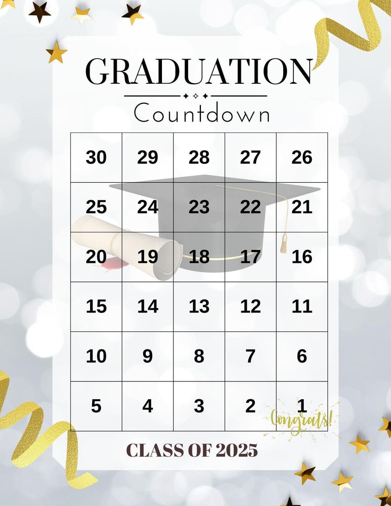 Graduation Countdown Calendar Printable, Graduation Ceremony ...