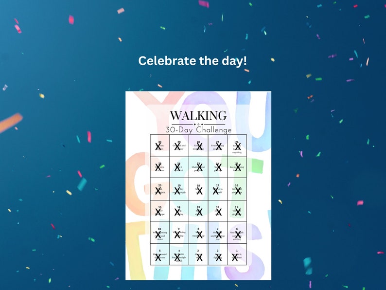 30-day Walking Challenge Countdown Calendar Printable, Walking for ...