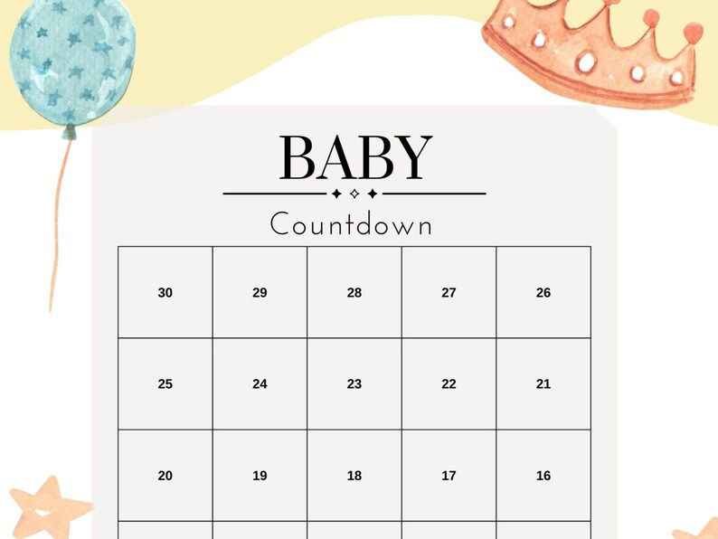 Pregnancy Countdown Calendar Instant Download Printable PDF - Etsy