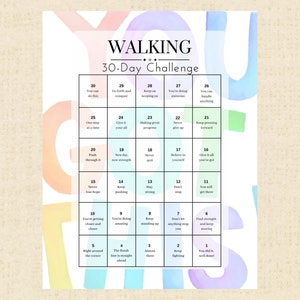 30-day Walking Challenge Countdown Calendar Printable, Walking for ...