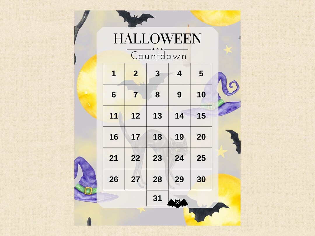 Spooky Halloween Countdown Calendar Printable- Get Ready for the Haunt ...
