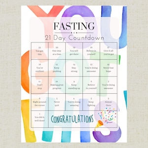 Fasting 21 Day Challenge Countdown Calendar Tracker Printable; Daniel ...