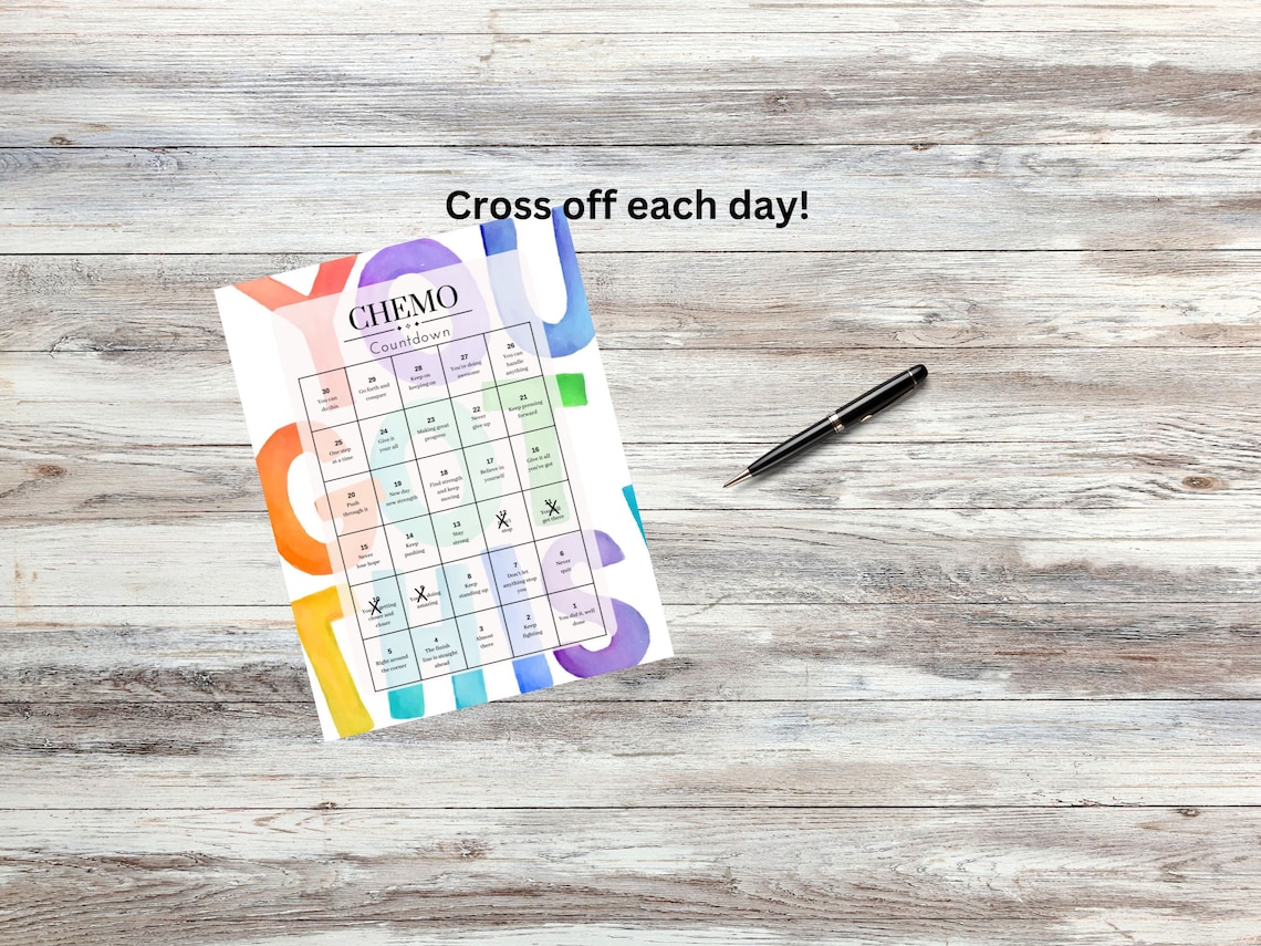 30-round Chemo Treatment Daily Countdown Calendar for Cancer Printable ...