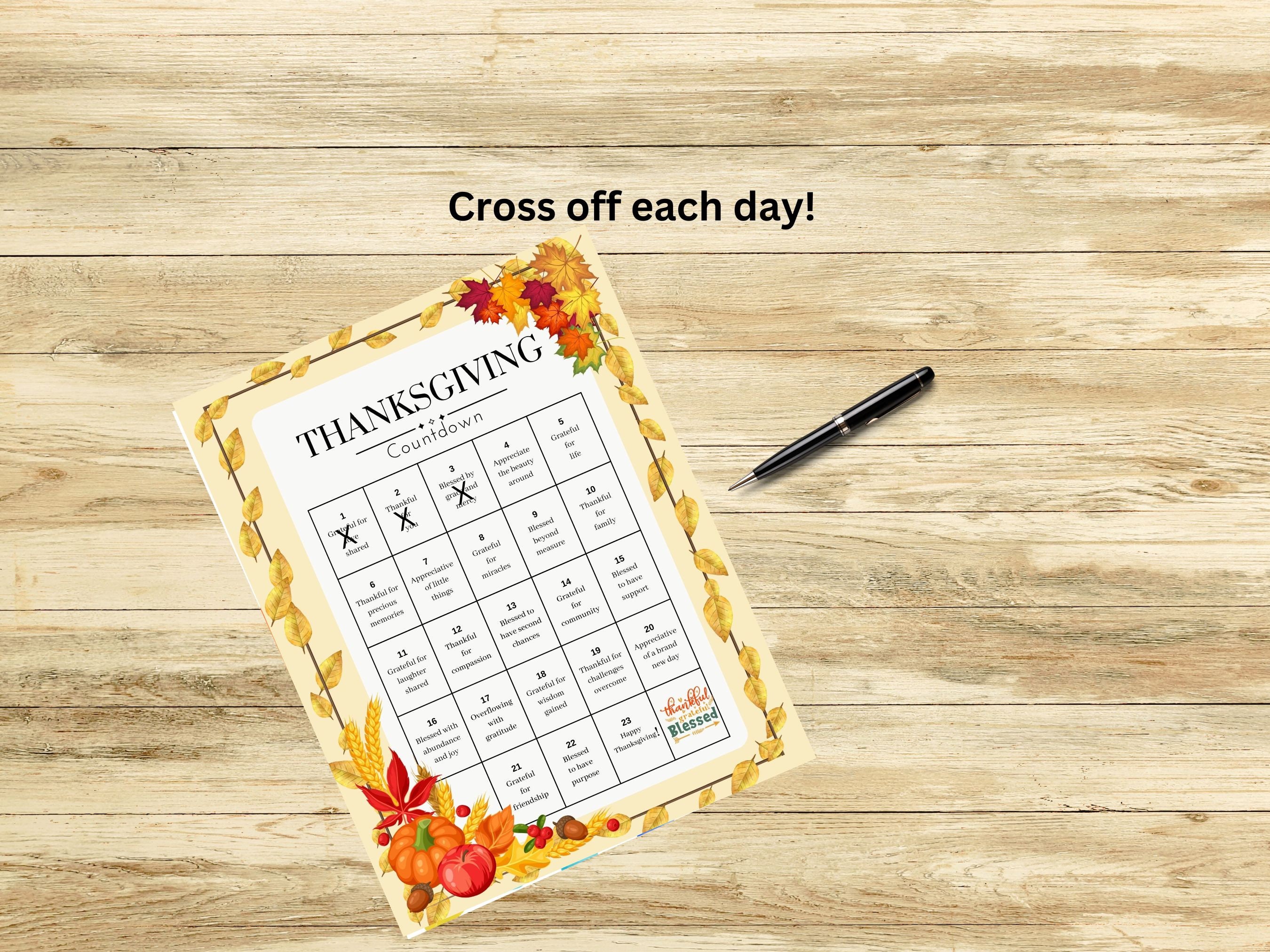 Thanksgiving Countdown Calendar Printable, Daily Quotes of Gratitude ...