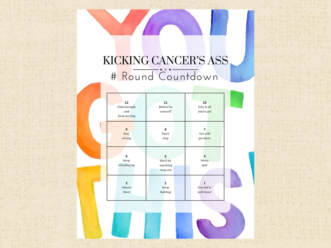 Kicking Cancer's Ass Custom Cancer Treatment Countdown Calendar Tracker ...