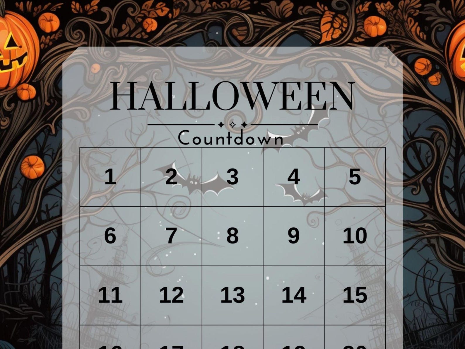 Spooky Halloween Countdown Calendar Printable - Get Ready for the Haunt ...