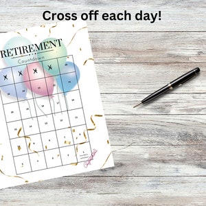 Retirement Countdown Calendar Printable PDF, Retirement Celebration ...