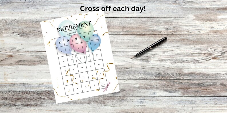 Custom Retirement Countdown Calendar Instant Download Printable PDF - Etsy