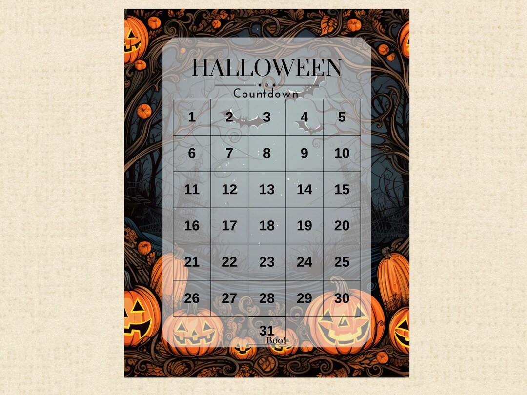 Spooky Halloween Countdown Calendar Printable - Get Ready for the Haunt ...