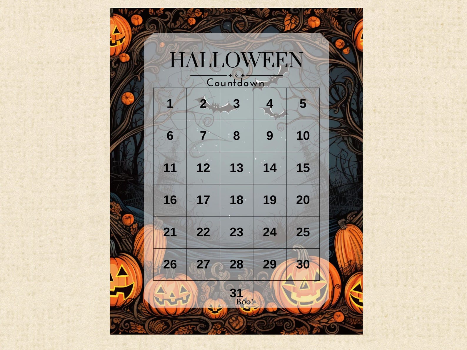 Spooky Halloween Countdown Calendar Printable - Get Ready for the Haunt ...