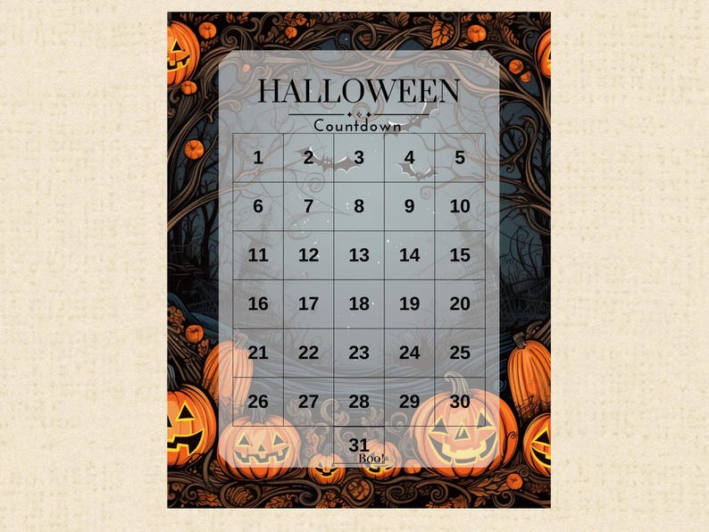 Spooky Halloween Countdown Calendar Printable - Get Ready for the Haunt ...