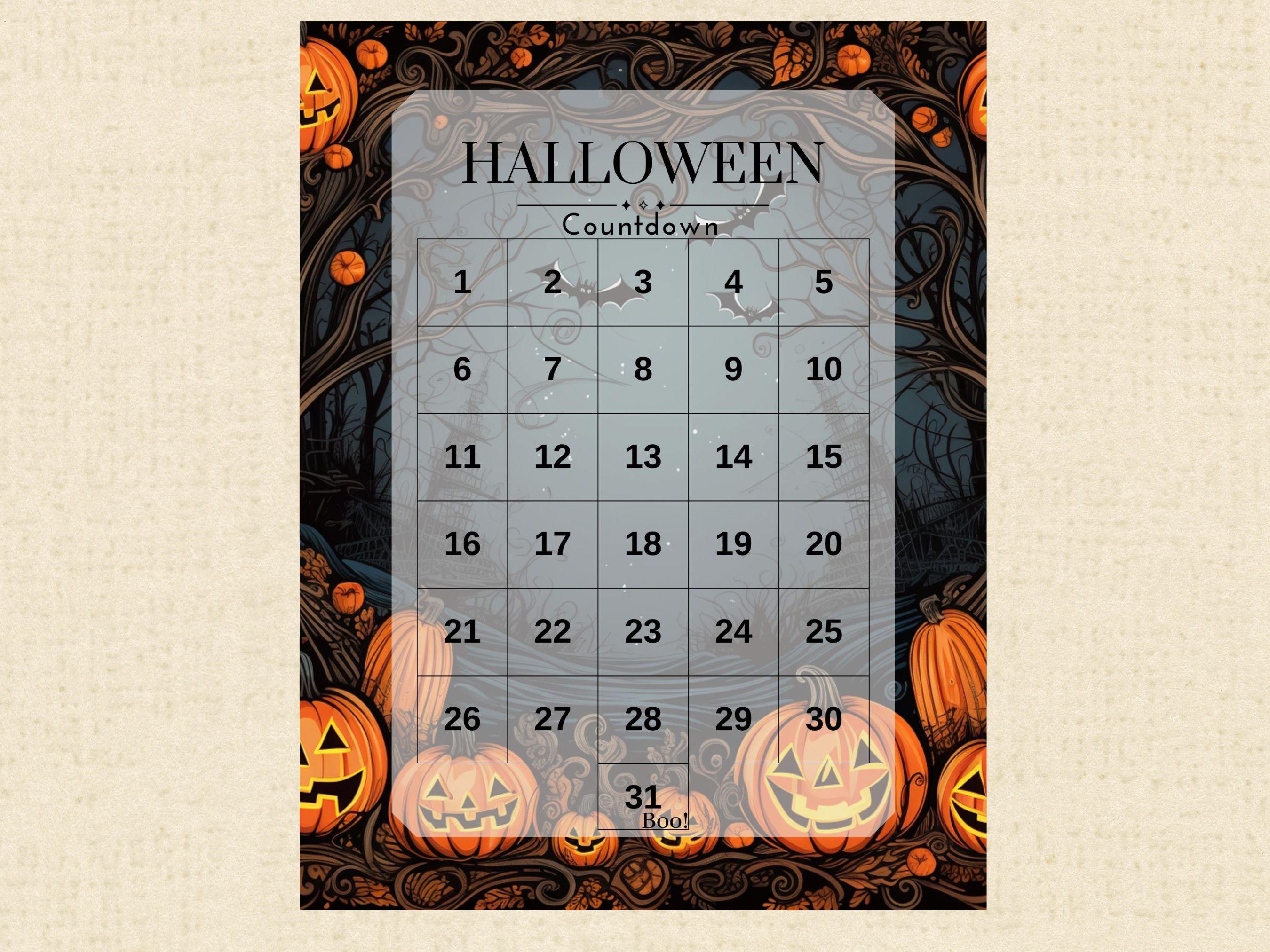 Spooky Halloween Countdown Calendar Printable - Get Ready for the Haunt ...