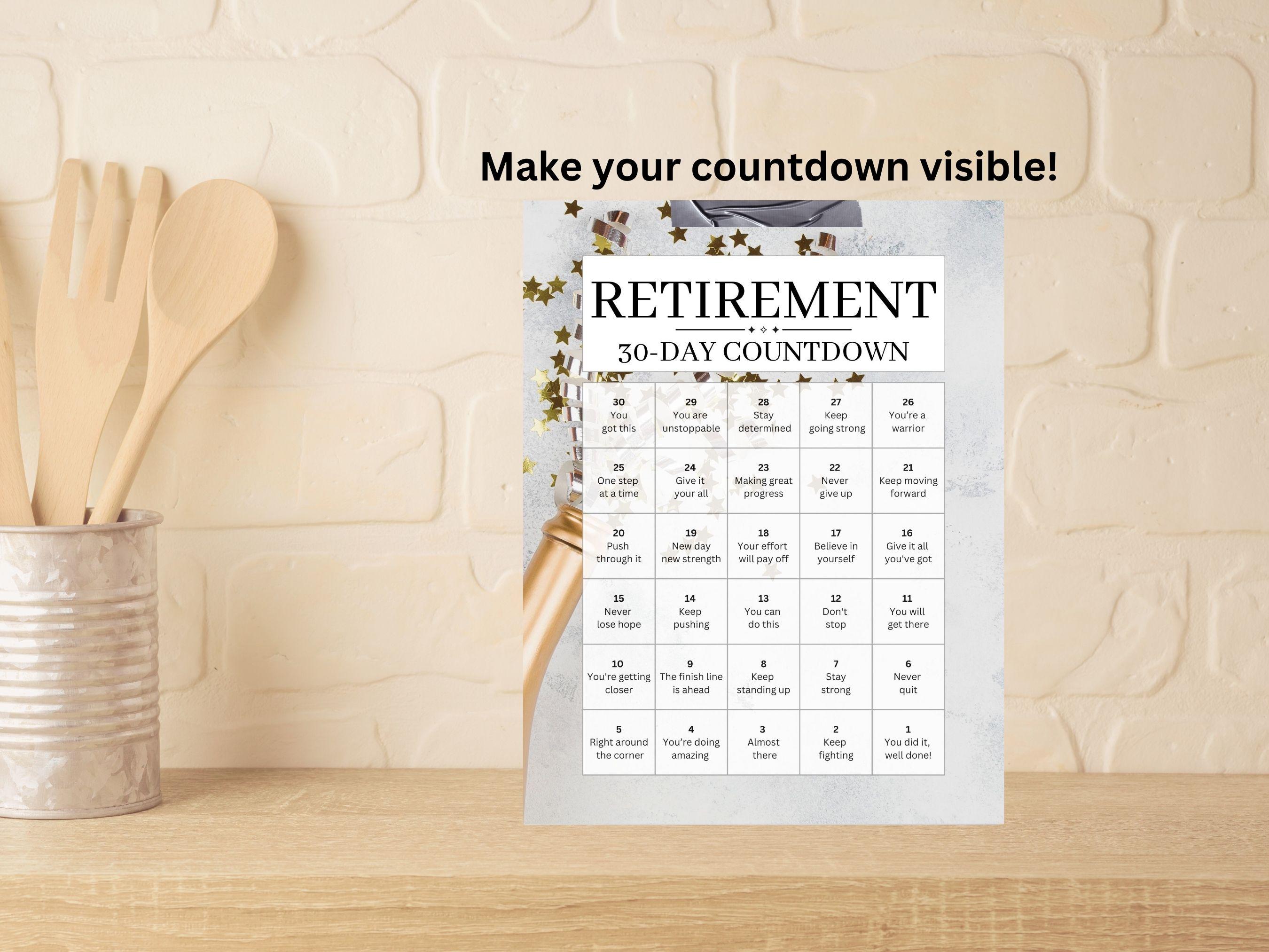 Retirement Countdown Calendar Instant Download Printable PDF - Etsy