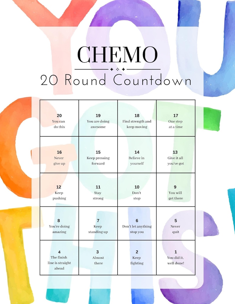 20-round Chemo Treatment Countdown Calendar for Cancer Printable- Daily ...