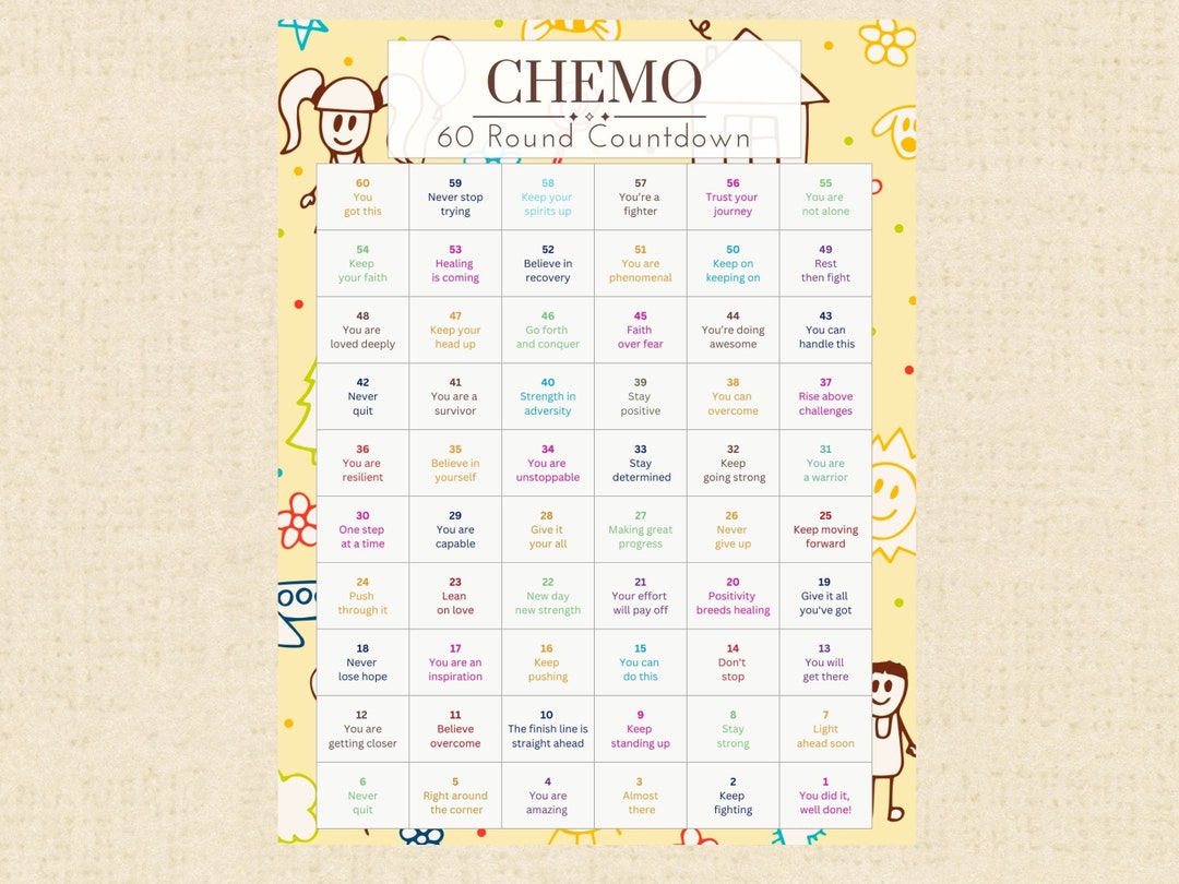60-round Kid Chemo Treatment Countdown Calendar Tracker Journal Care ...