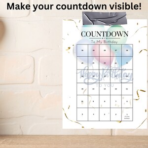 Birthday Countdown Calendar Instant Download Printable PDF, Milestone ...