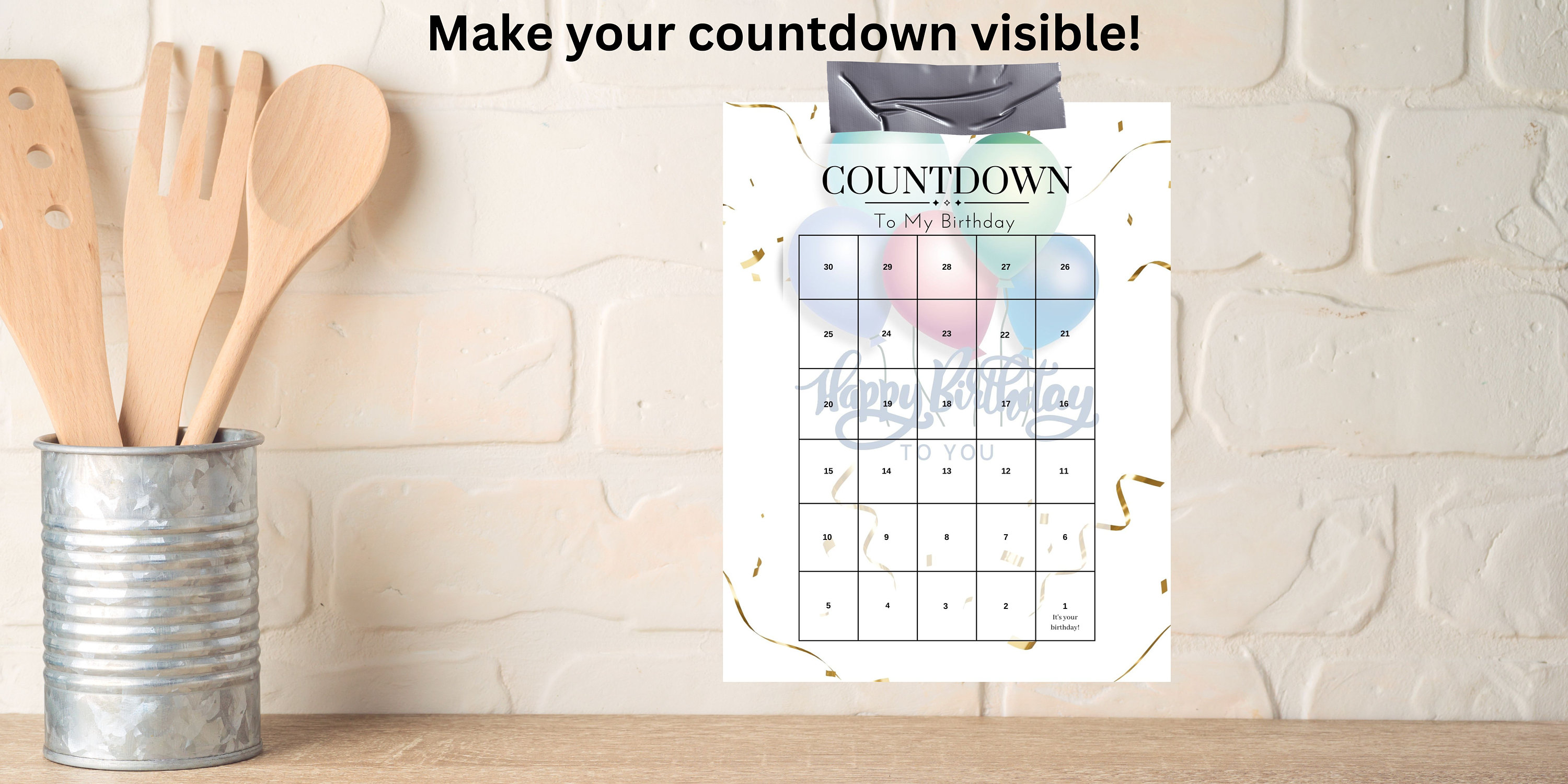 Birthday Countdown Calendar Instant Download Printable PDF, Milestone ...