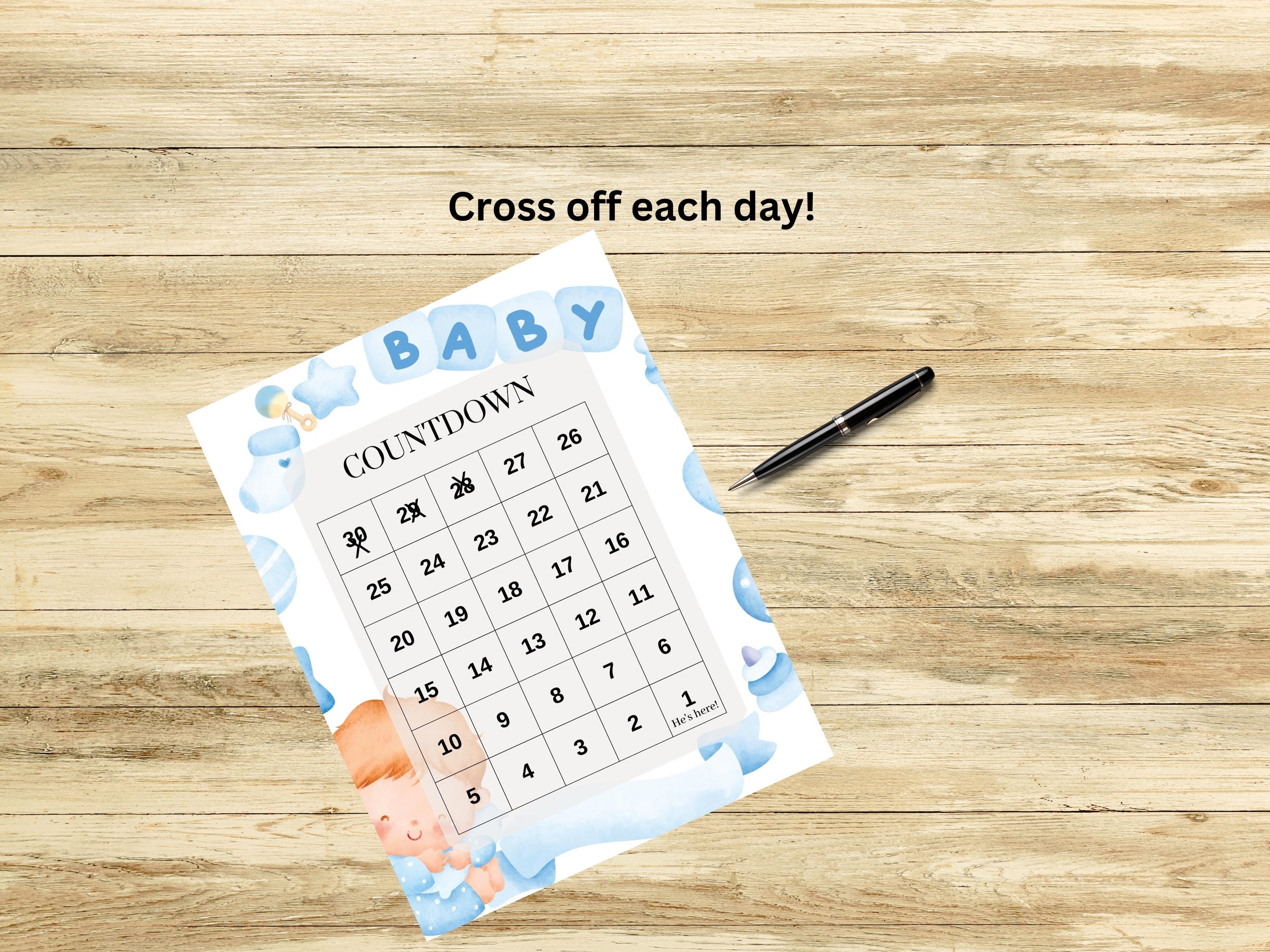 Pregnancy Countdown Calendar Instant Download Printable PDF - Etsy