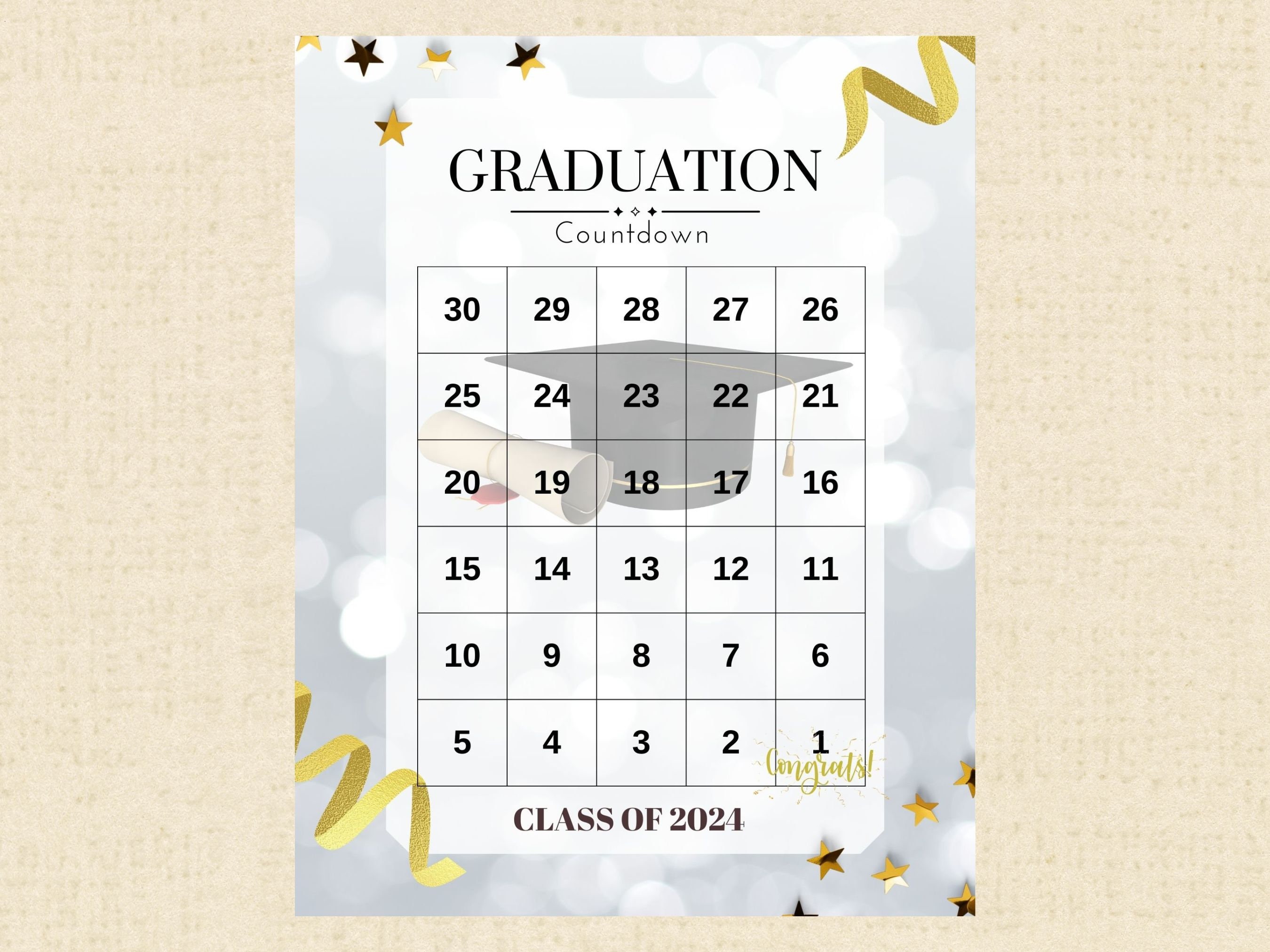 Graduation Countdown Calendar Printable, Graduation Ceremony ... Graduation Countdown Calendar Printable, Graduation Ceremony ...