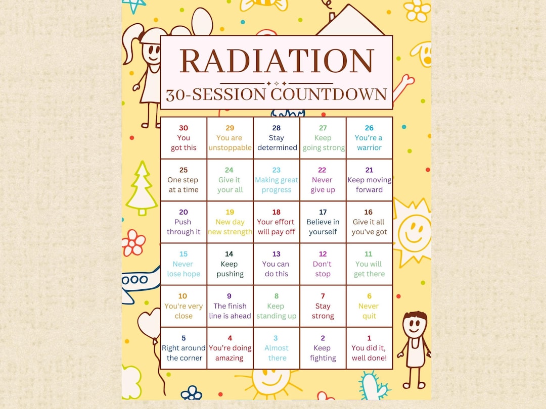 Kid Radiation Treatment Countdown Calendar – 30 Session Tracker (PDF ...
