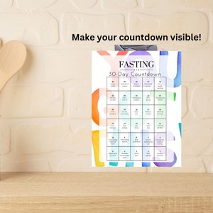 Fasting 30 Day Challenge Countdown Calendar Tracker Printable; Daniel ...