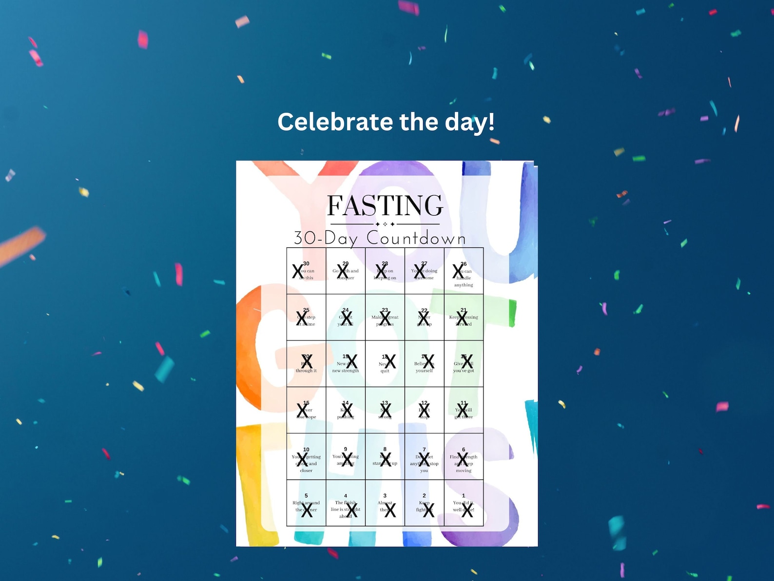 Fasting 30 Day Challenge Countdown Calendar Tracker Printable; Daniel ...