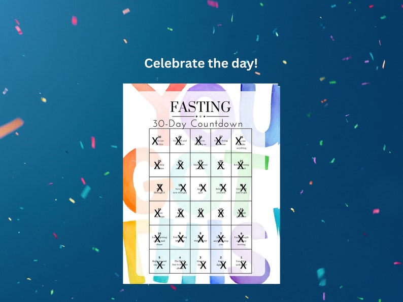 Fasting 30 Day Challenge Countdown Calendar Tracker Printable; Daniel ...