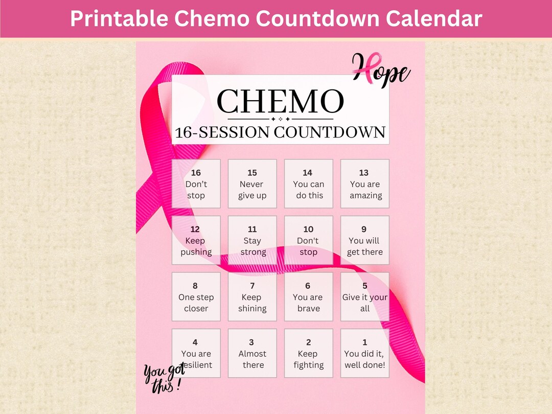 16-round Breast Cancer Chemo Treatment Countdown Calendar Printable ...