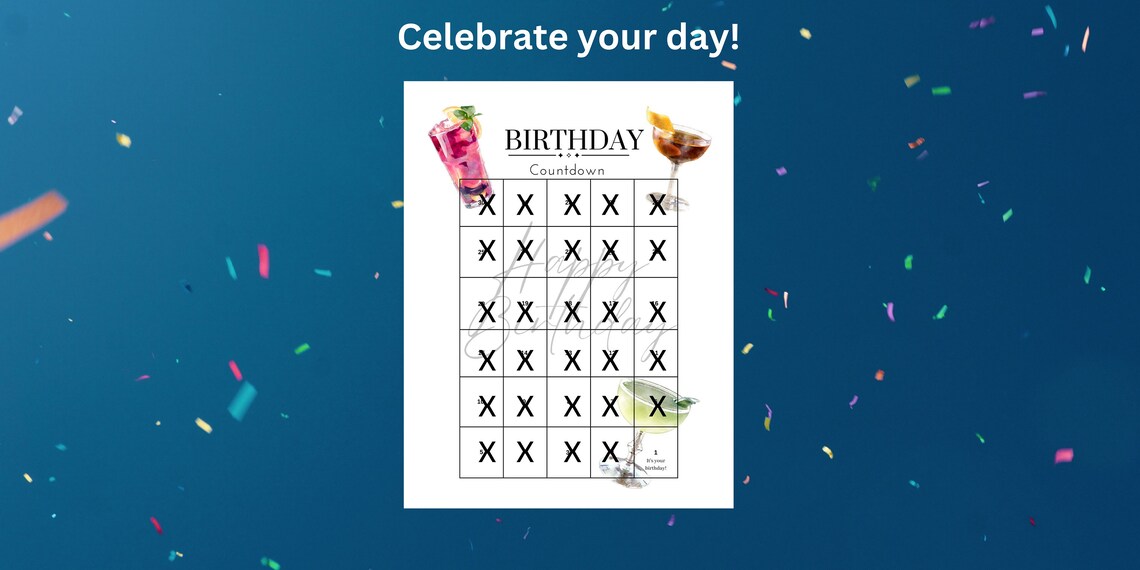 Milestone Birthday Countdown Calendar Instant Download Printable PDF ...