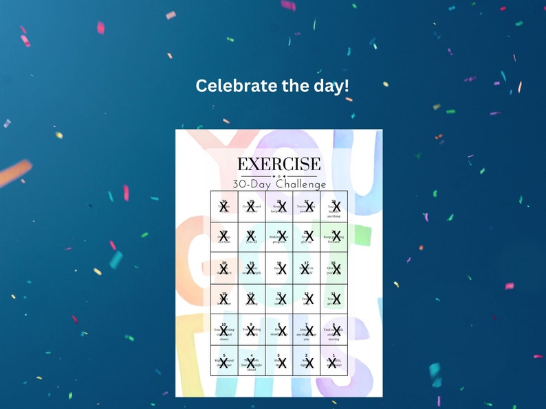 30-day Exercise Challenge Countdown Calendar Printable, Exercise ...