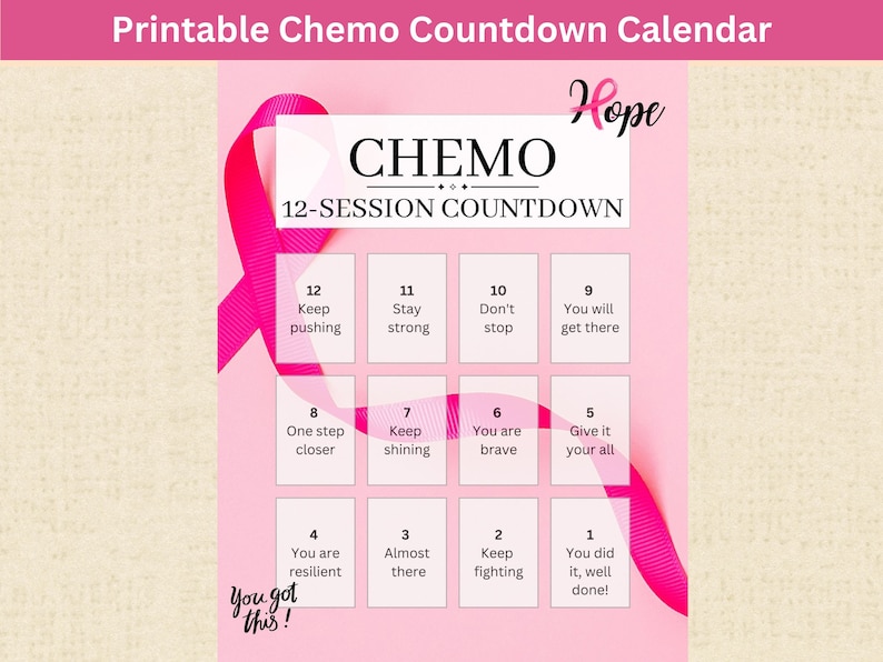 12-round Breast Cancer Chemo Treatment Countdown Calendar Printable ...
