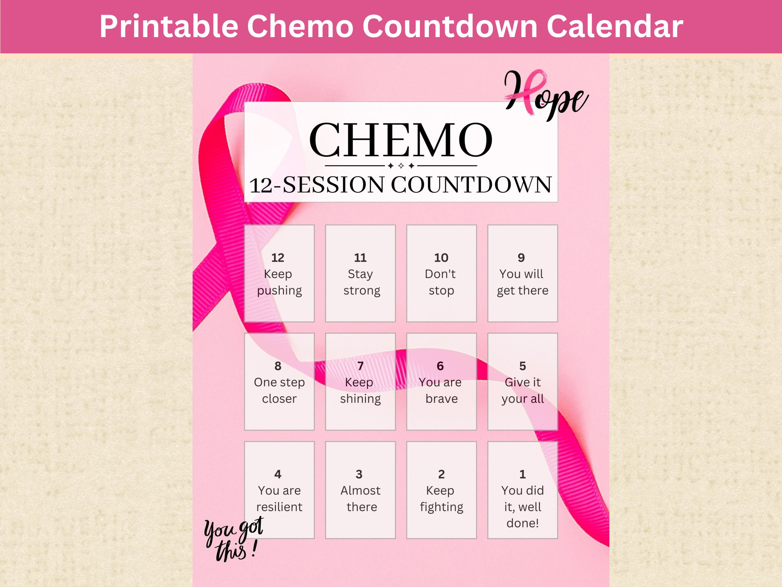 12-round Breast Cancer Chemo Treatment Countdown Calendar Printable ...