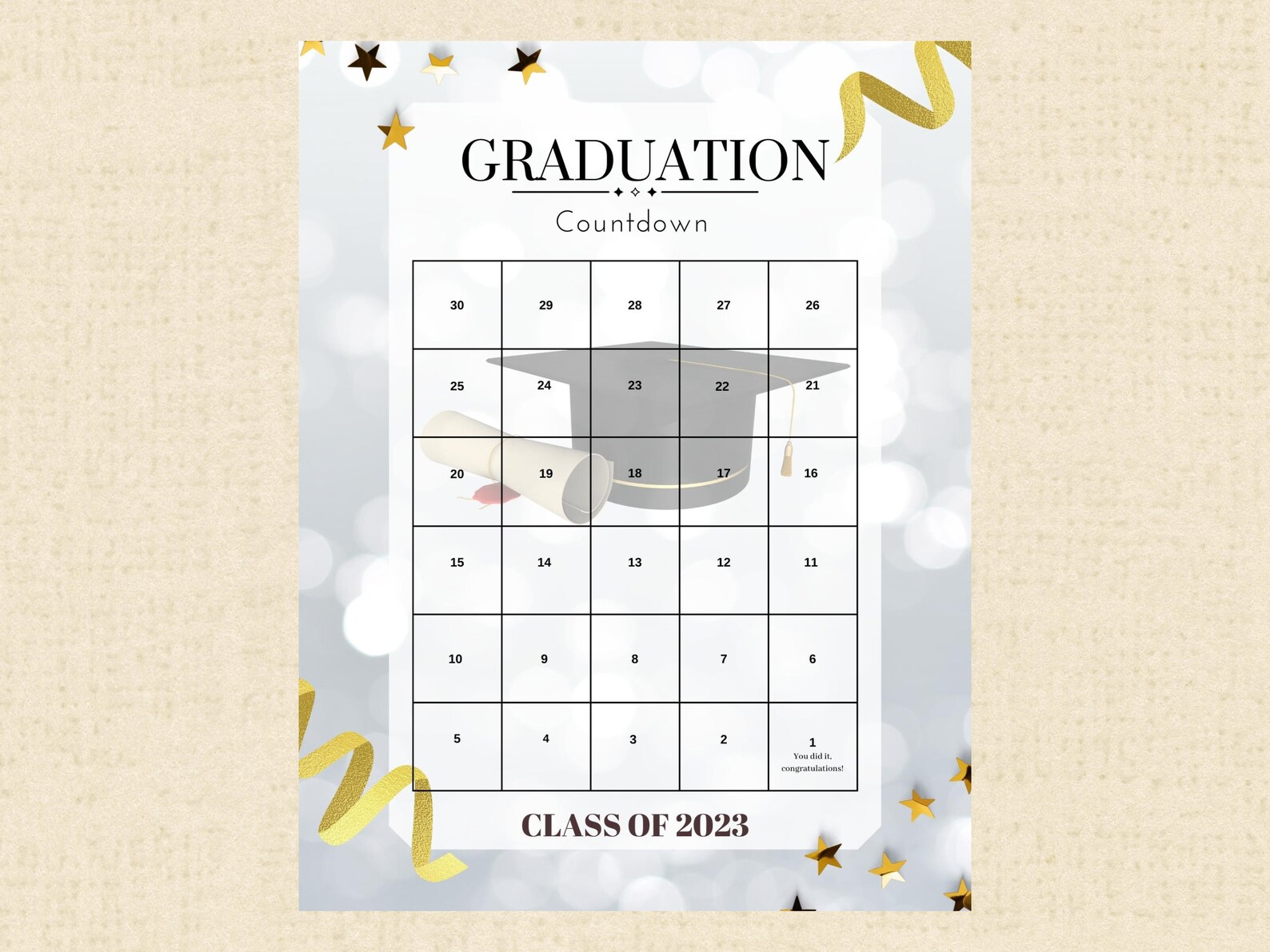 Graduation Countdown Calendar Printable, Graduation Ceremony ...